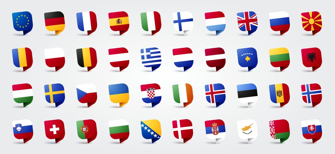 Giant europe 3d flag set Royalty Free Vector Image
