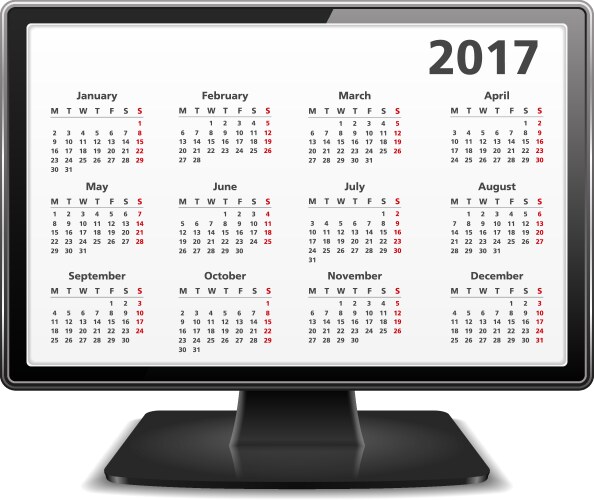 2017 calendar Royalty Free Vector Image - VectorStock