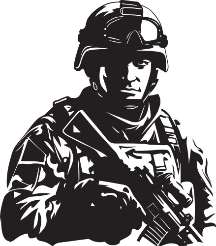 Armed defender elegant soldier holding gun Vector Image
