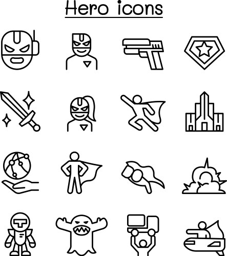 Hero icon set Royalty Free Vector Image - VectorStock