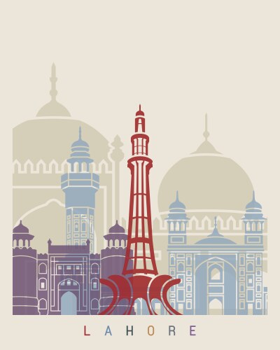 Outline lahore pakistan city skyline with white Vector Image