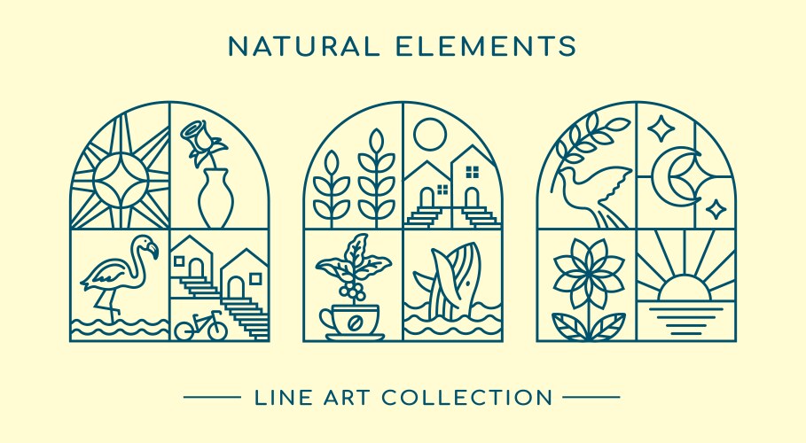 Beautiful nature line art Royalty Free Vector Image