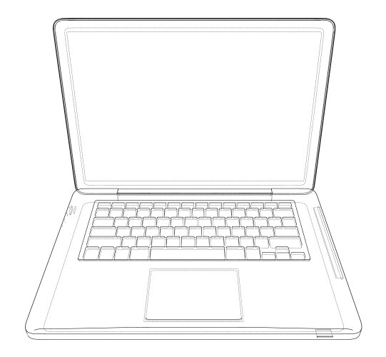 Laptop computer notebook outline Royalty Free Vector Image