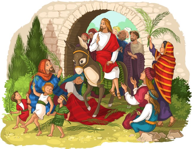 Jesus comes to jerusalem as king Royalty Free Vector Image
