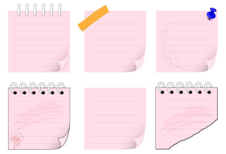 Collection of various note papers with different Vector Image