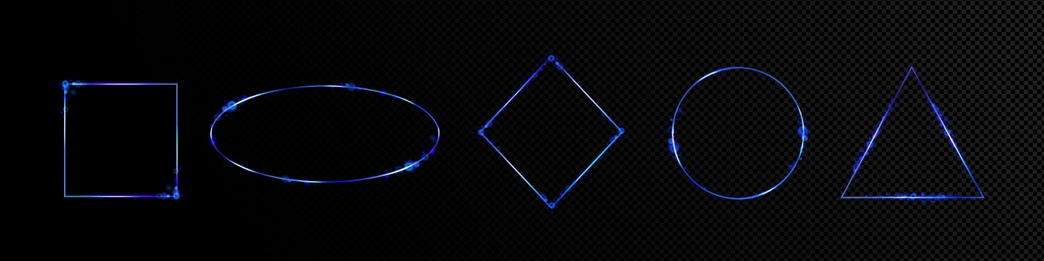 Set of luminous blue neon frames png Royalty Free Vector