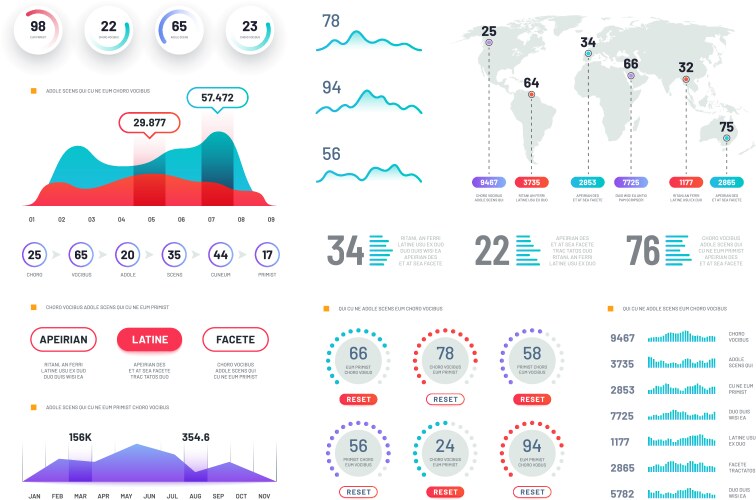 Dashboard ui modern presentation with data graphs Vector Image