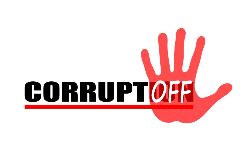 No corruption sign day with hand businessman Vector Image