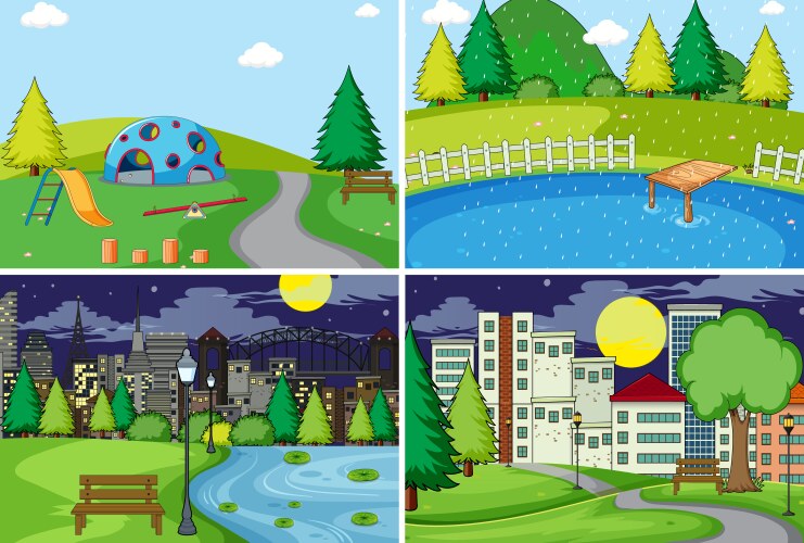 Seamless cartoon country landscape Royalty Free Vector Image