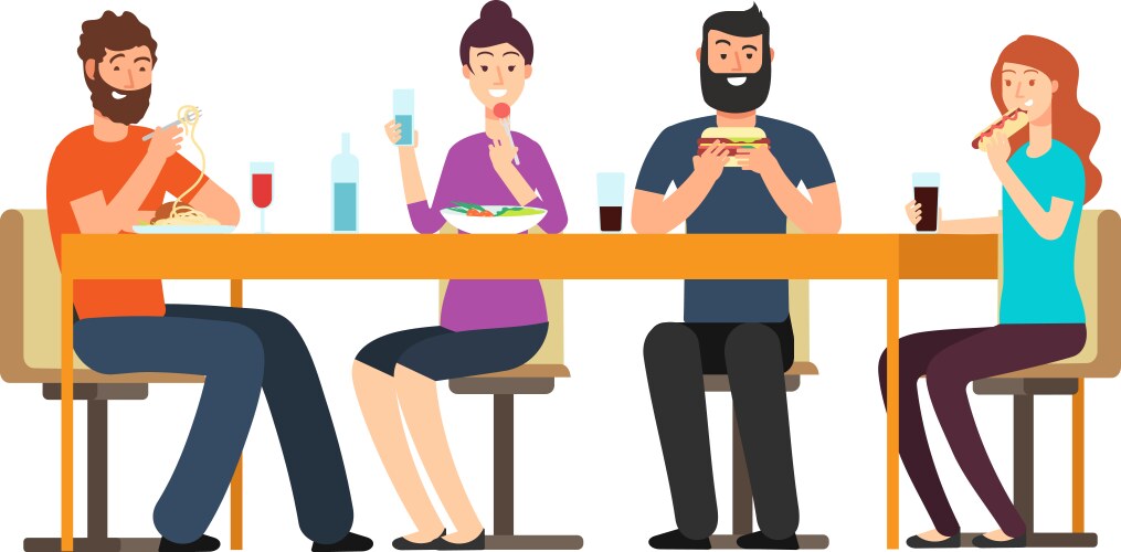 Friends cafe friendly people eat drink lunch Vector Image
