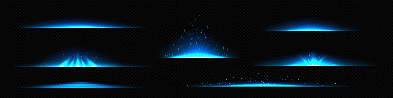 Realistic set of neon green light line dividers Vector Image