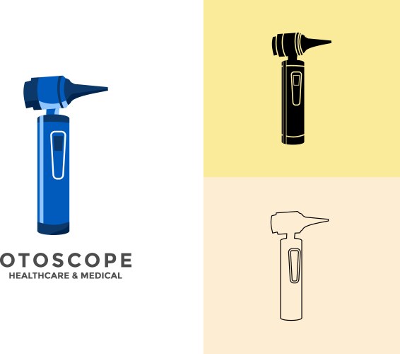 Otoscope set logo icon concept flat Royalty Free Vector
