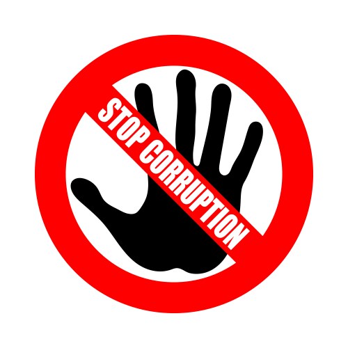 No corruption sign day with hand businessman Vector Image