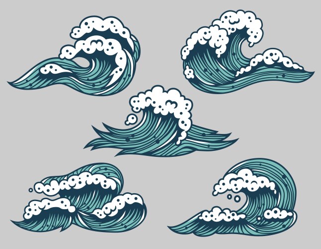 Great japan wave ocean oriental style Royalty Free Vector