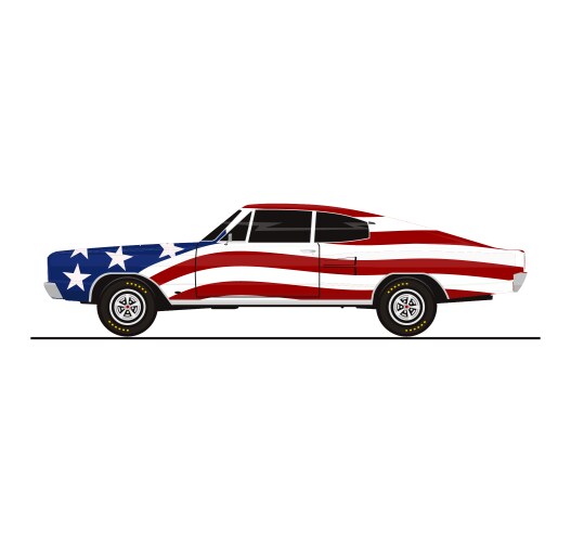 Classic vintage muscle car in beach Royalty Free Vector