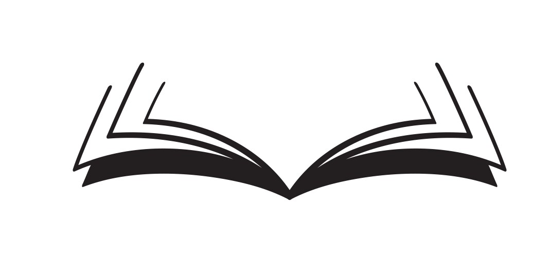 Open book and pages education concept line drawing