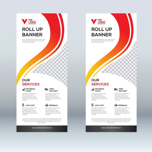 Roll up banner stand template Royalty Free Vector Image