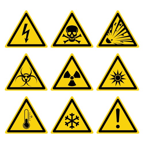 Set of hazard symbols Royalty Free Vector Image