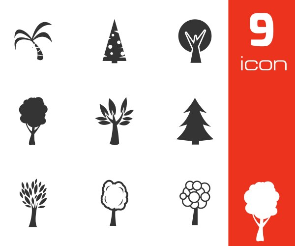 Simple silhouette tree icons collection line art Vector Image