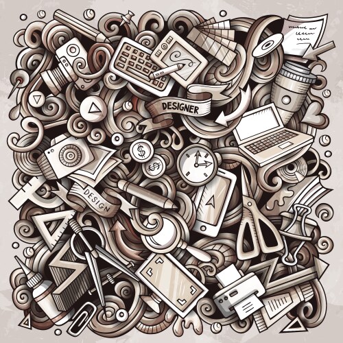 Cartoon doodles art and design Royalty Free Vector Image