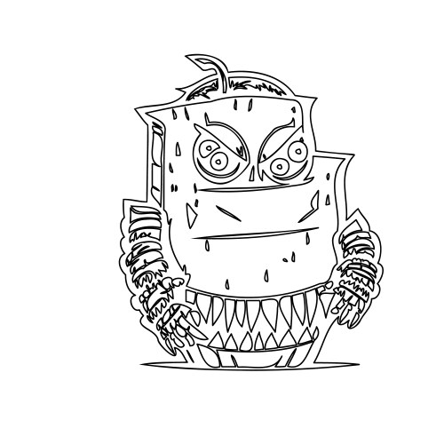Frankensteins monster outline sketch Royalty Free Vector