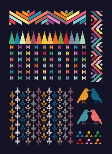 A set of balinese patterns graphic Royalty Free Vector Image