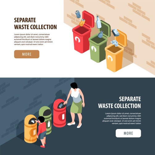 Waste separation banners set Royalty Free Vector Image