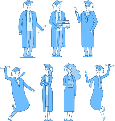 Graduate students graduation day of university Vector Image