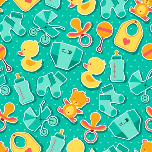 Seamless pattern with newborn baby icons Vector Image