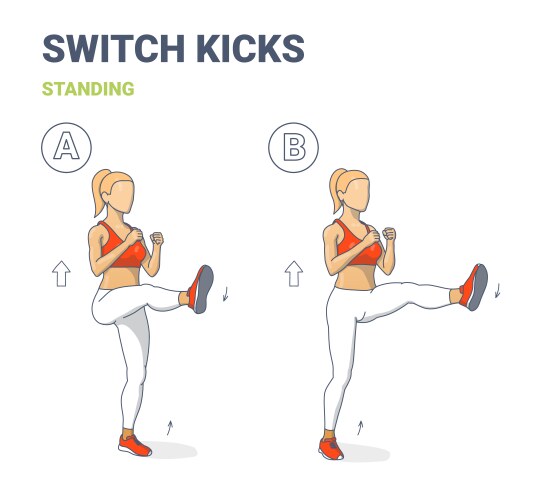 Belt kicks home workout exercise guide young Vector Image