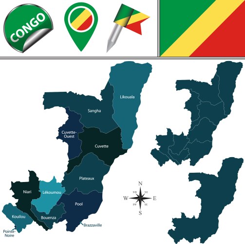 Color map of congo Royalty Free Vector Image - VectorStock