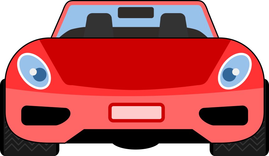 Cartoon red car front view Royalty Free Vector Image
