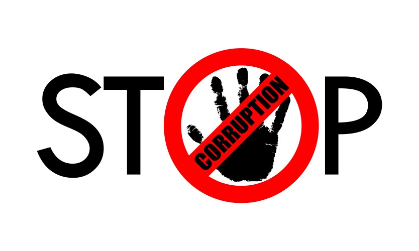 No corruption sign day with hand businessman Vector Image