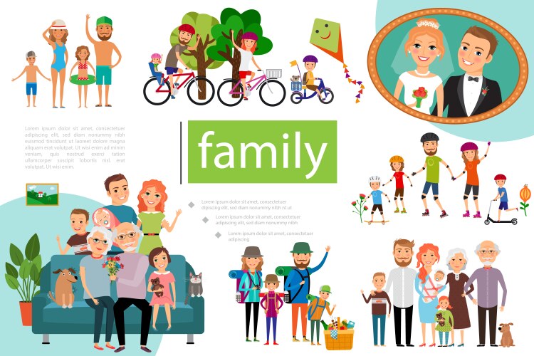 Happy families Royalty Free Vector Image - VectorStock