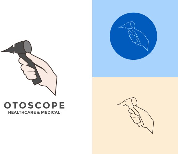 Otoscope set logo icon concept flat Royalty Free Vector