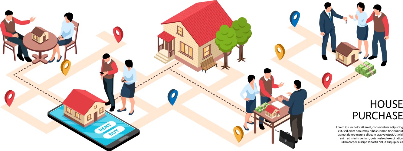 Commercial real estate isometric background Vector Image