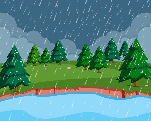 A night raining scene Royalty Free Vector Image
