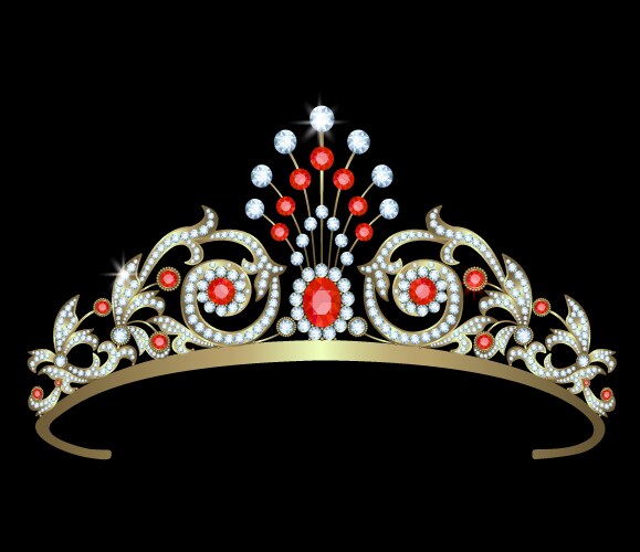 A crown diadem shiny tiara with emeralds Vector Image