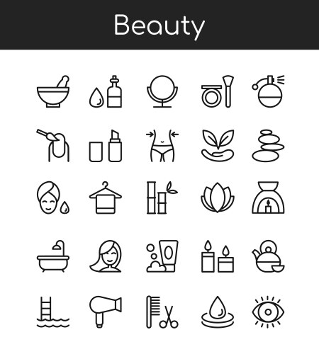 Beauty and cosmetic line icons set Royalty Free Vector Image