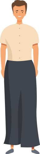 Young man wearing traditional burmese longyi Vector Image