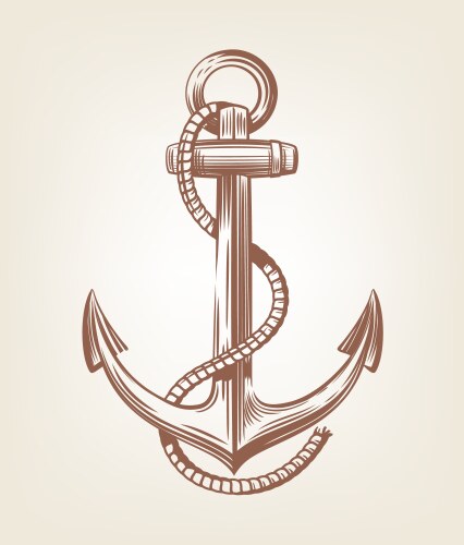 Anchor with compass engraving Royalty Free Vector Image