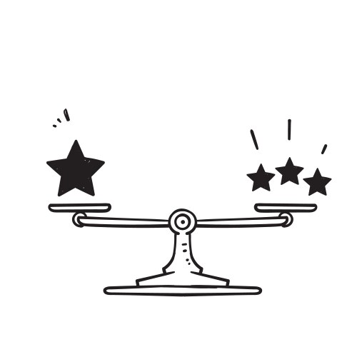 Hand drawn doodle star comparison symbol Vector Image