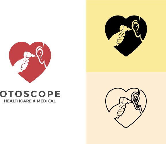 Otoscope set logo icon concept flat Royalty Free Vector