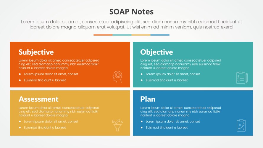 Soap note infographic concept for slide Royalty Free Vector