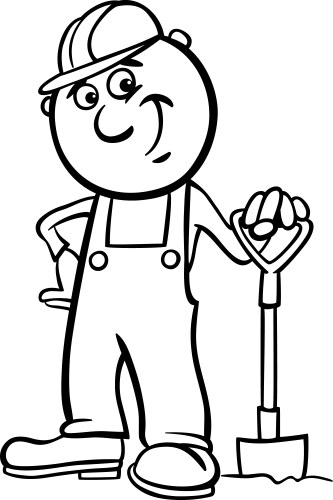 Worker with trowel coloring page Royalty Free Vector Image