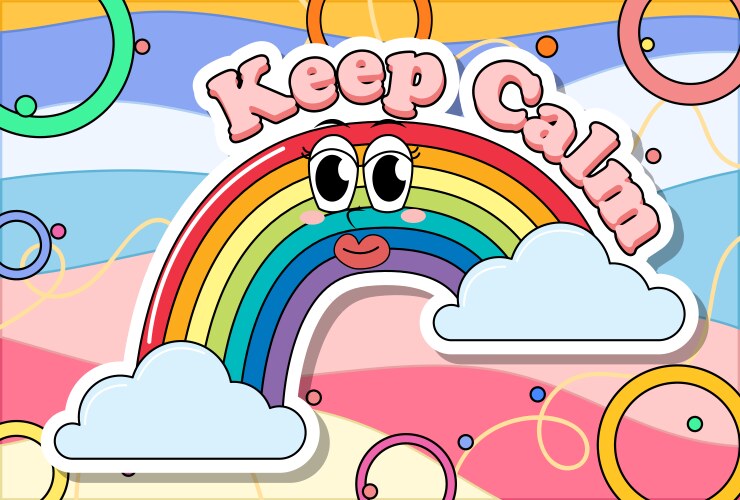 Cute cartoon mouses are sitting on rainbow Vector Image