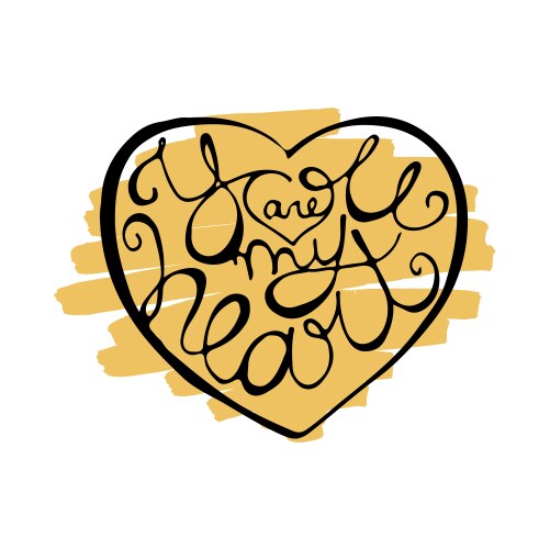 Romantic lettering inside heart shape with rays Vector Image