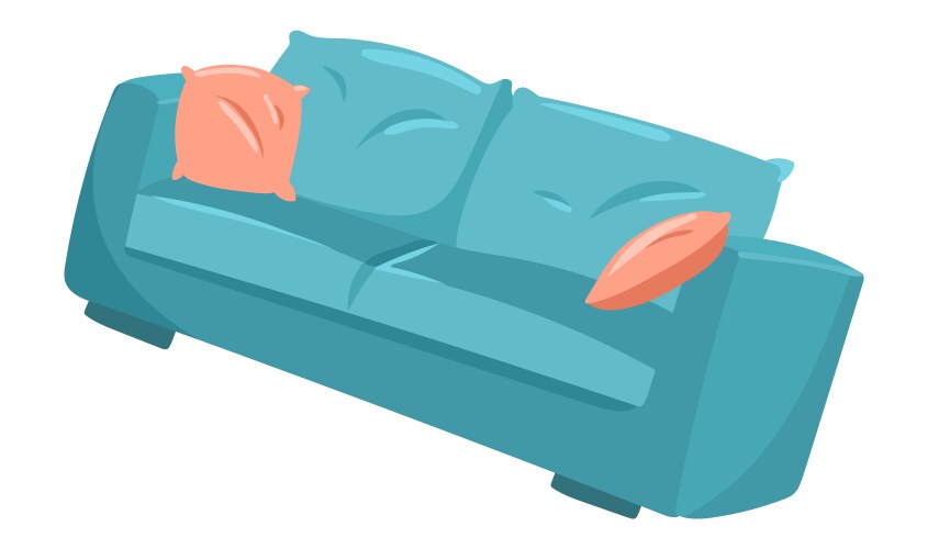 Cozy sofa in flat design comfortable couch Vector Image
