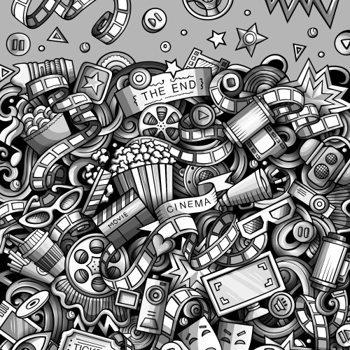 Cartoon cute doodles cinema frame design Vector Image