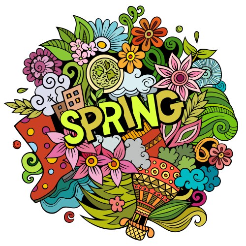 Happy spring banner cartoon colored clipart Vector Image